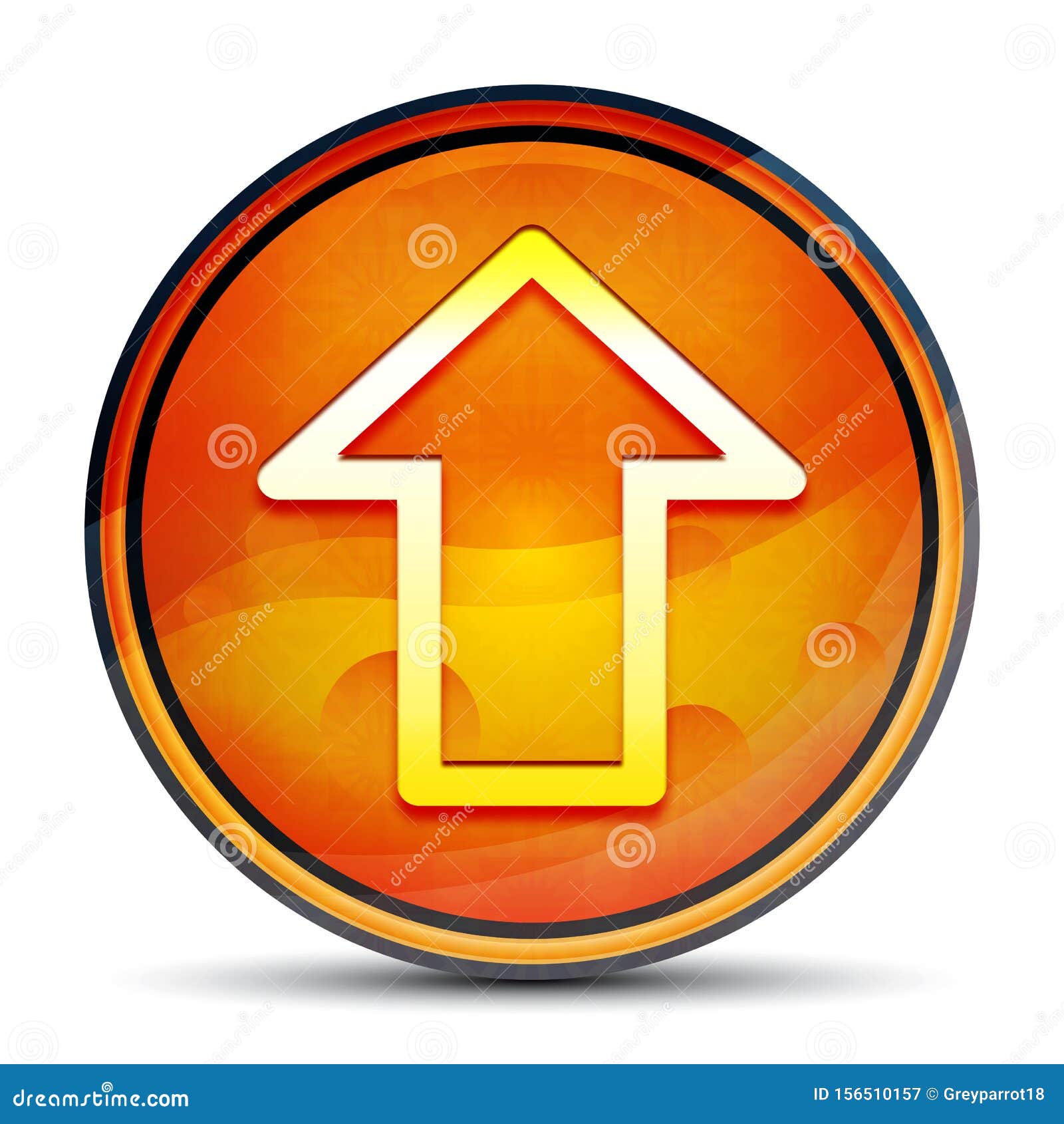 Upload Icon Shiny Bright Orange Round Button Illustration Stock ...