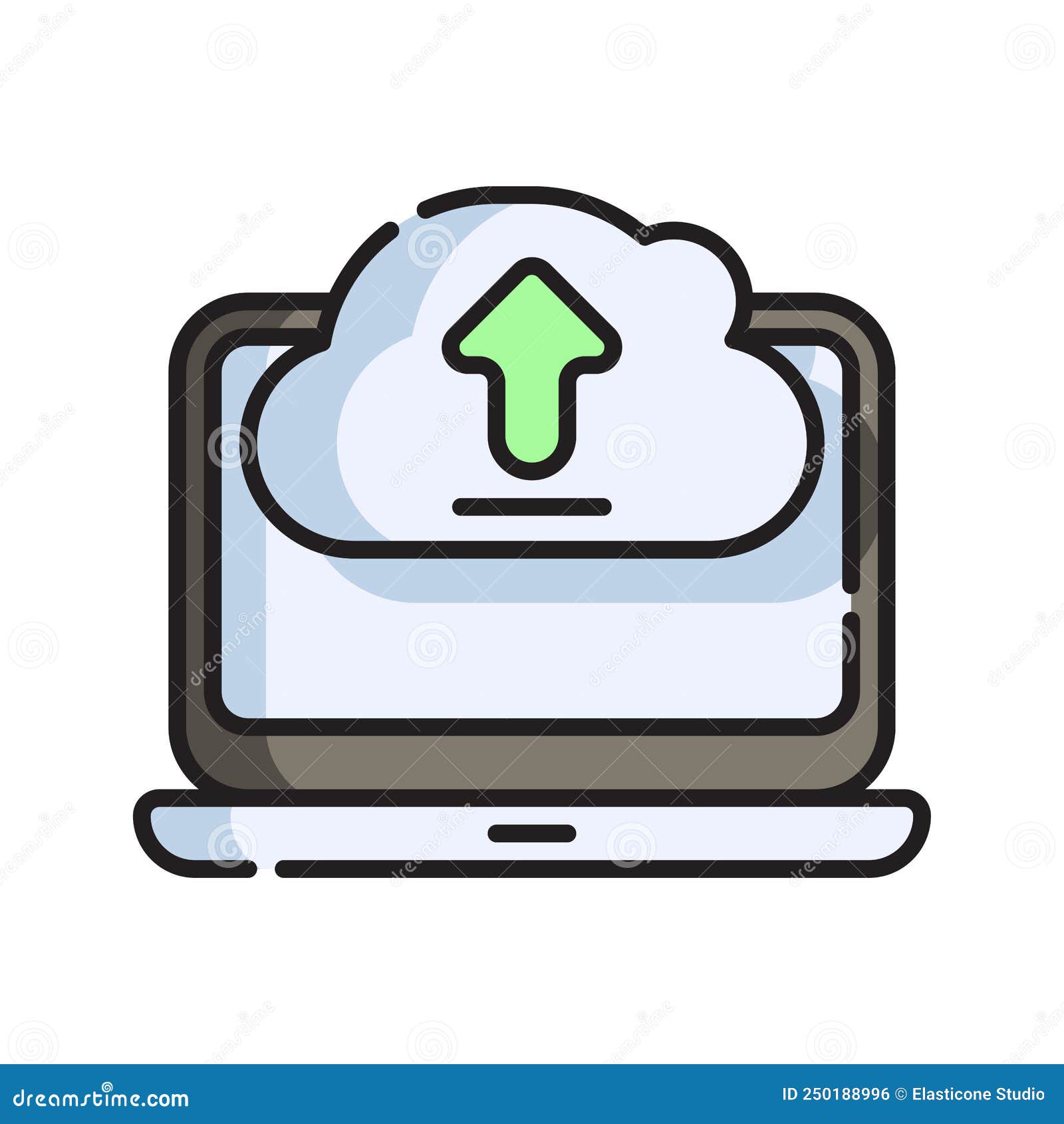 Upload Icon Vector Illustration. Flat Outline Cartoon. Cyber Security ...