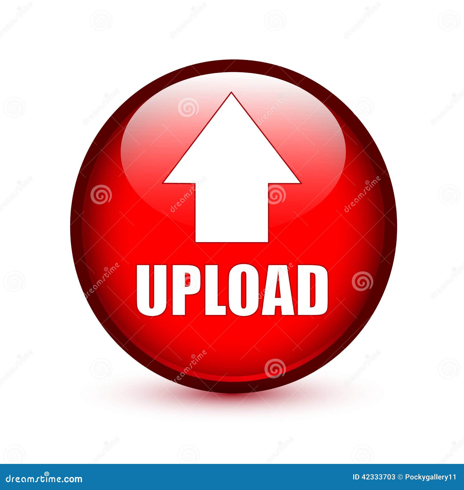 Upload Text with Arrow Up on Red Button Stock Vector - Illustration of ...