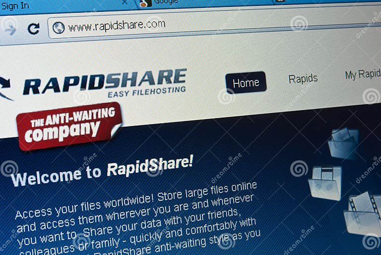 Uploading File Screen from Rapidshare.com Site Editorial Image - Image ...