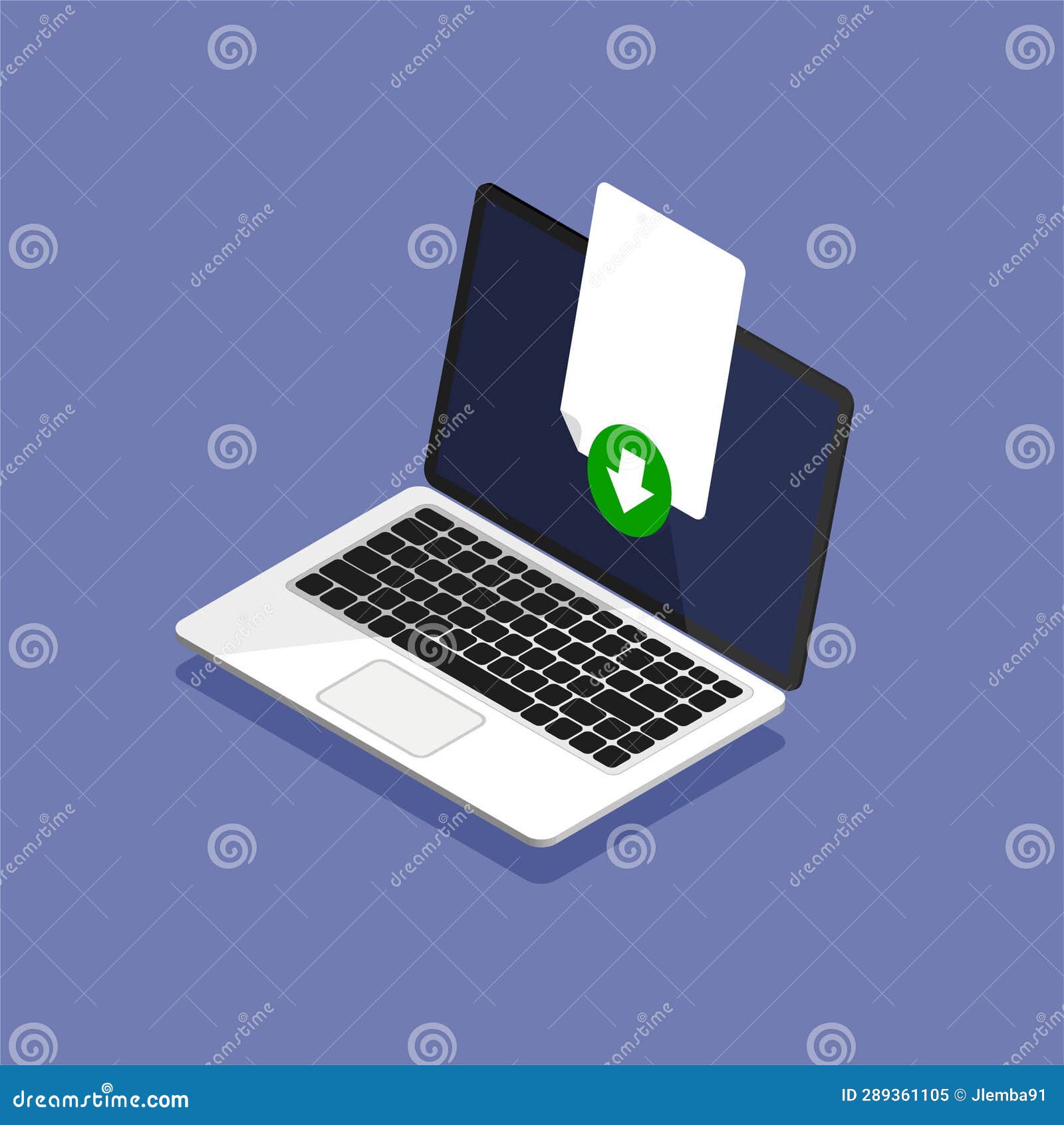 Uploading Files or Documents To Laptop Isometric Illustration. Stock ...