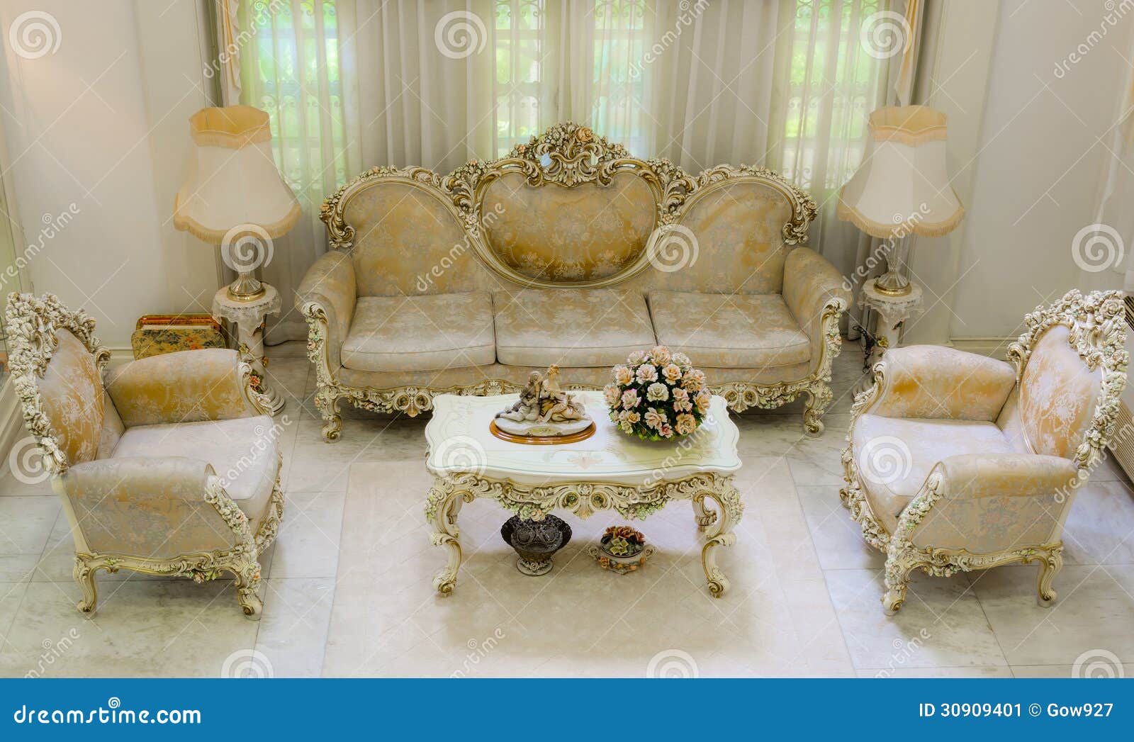 Upper Angle of a Luxurious Living Room Stock Image - Image of armchair ...