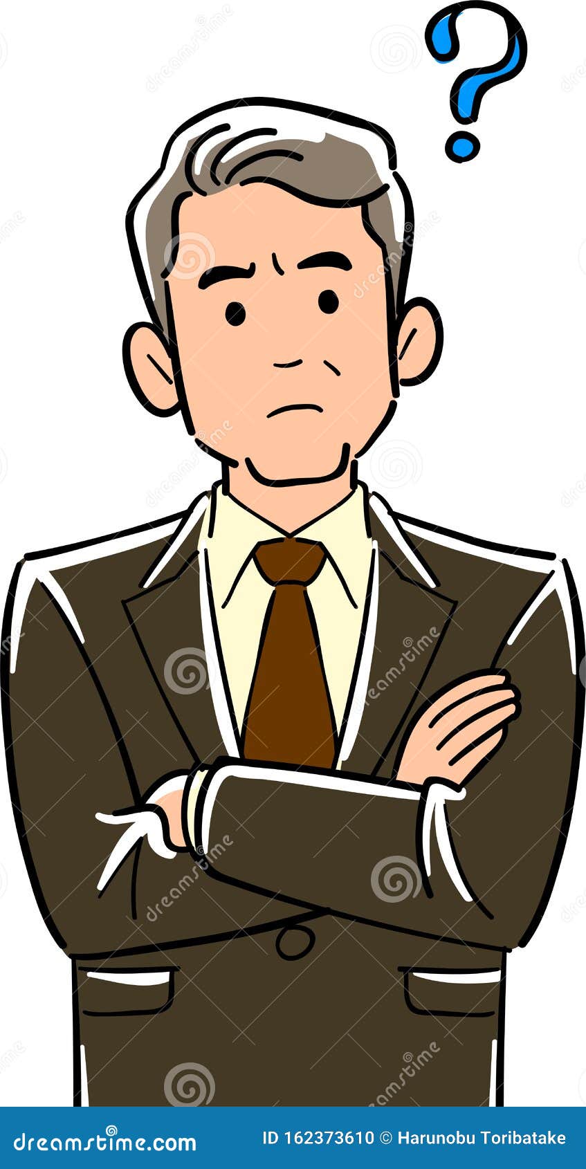Upper Body of a Businessman in a Managerial Position Thinking with Arms ...