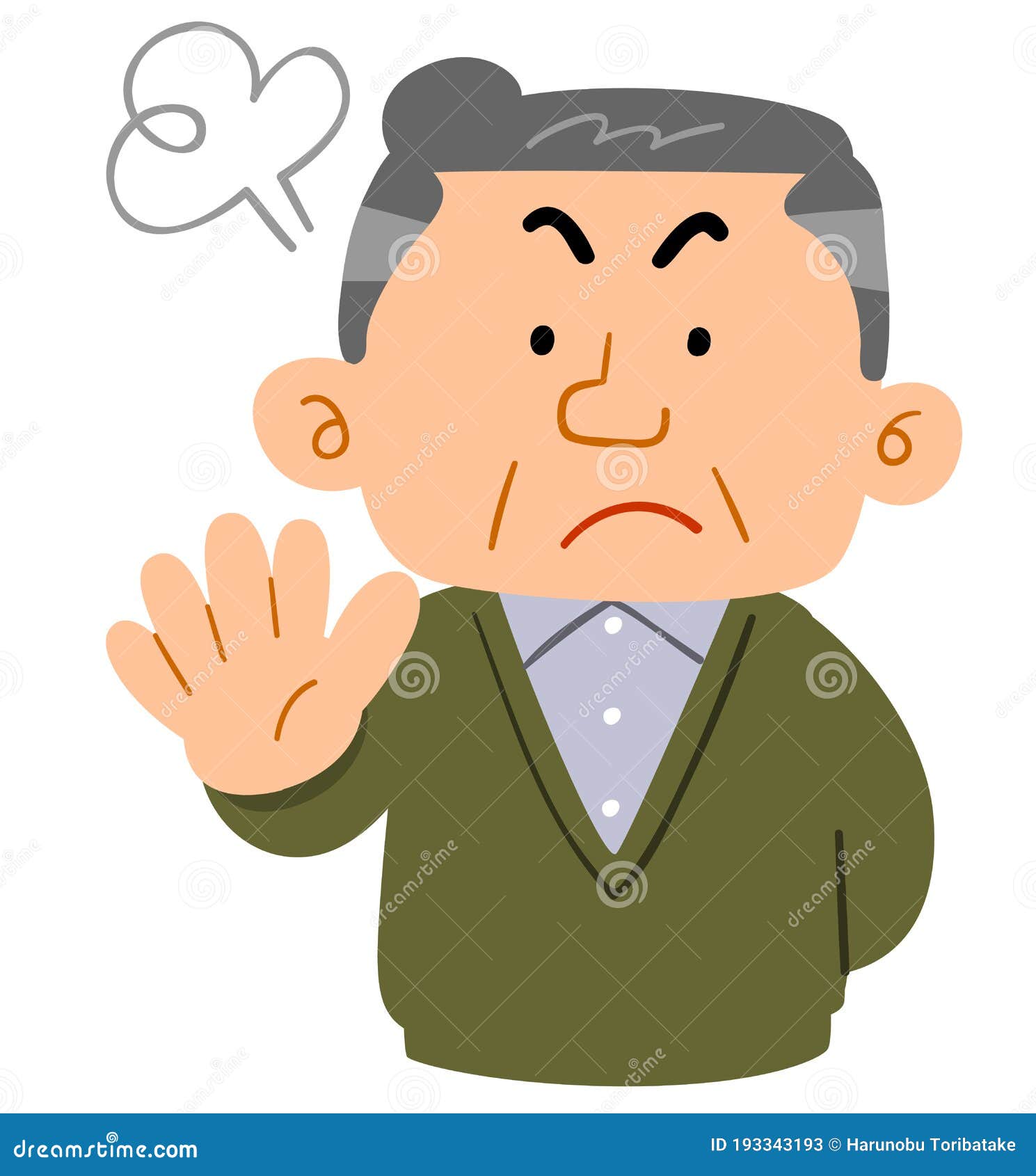 Upper Body Of A Middle-aged Man Who Refuses Cartoon Vector ...