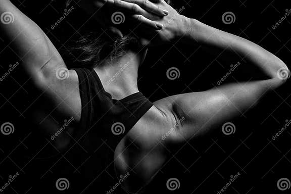 Upper Body of a Muscular Woman from the Back Stock Image - Image of ...