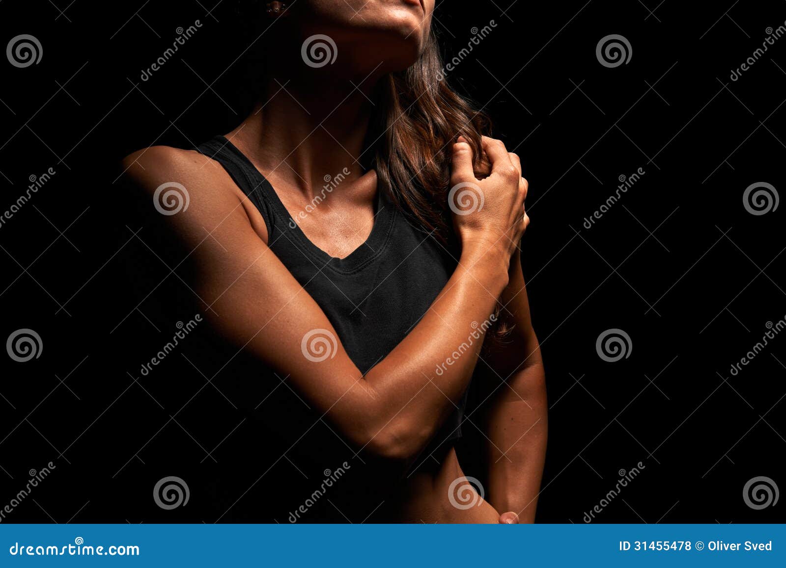 Upper Body of a Muscular Woman Stock Photo - Image of elbow, fitness ...