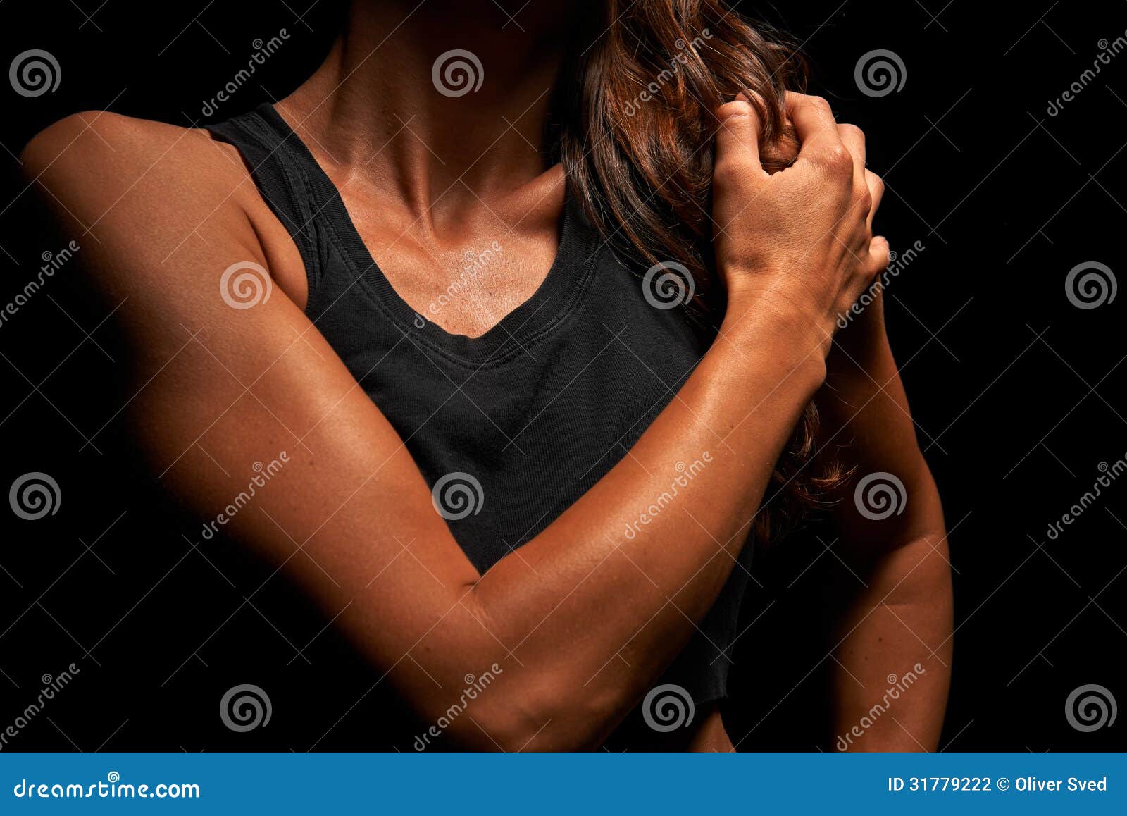 Upper Body of a Muscular Woman Stock Photo - Image of bodybuilding ...