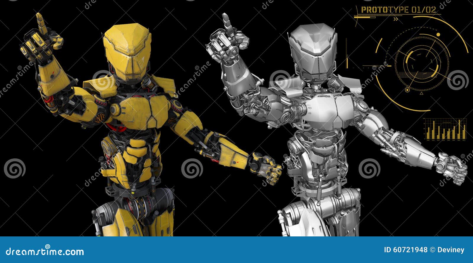 Upper Body of Robotic Figured with Graphic Stock Illustration ...