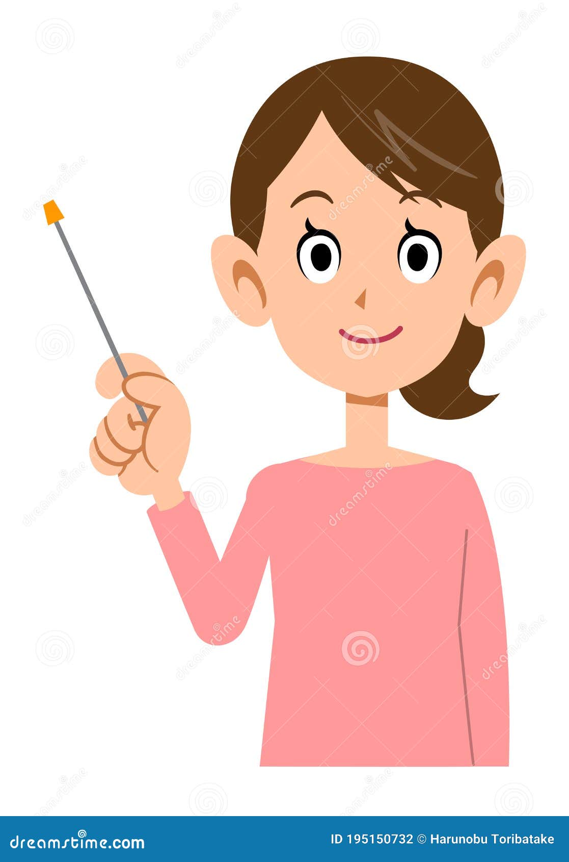 Upper Body of Woman with Pointing Stick Stock Vector - Illustration of ...