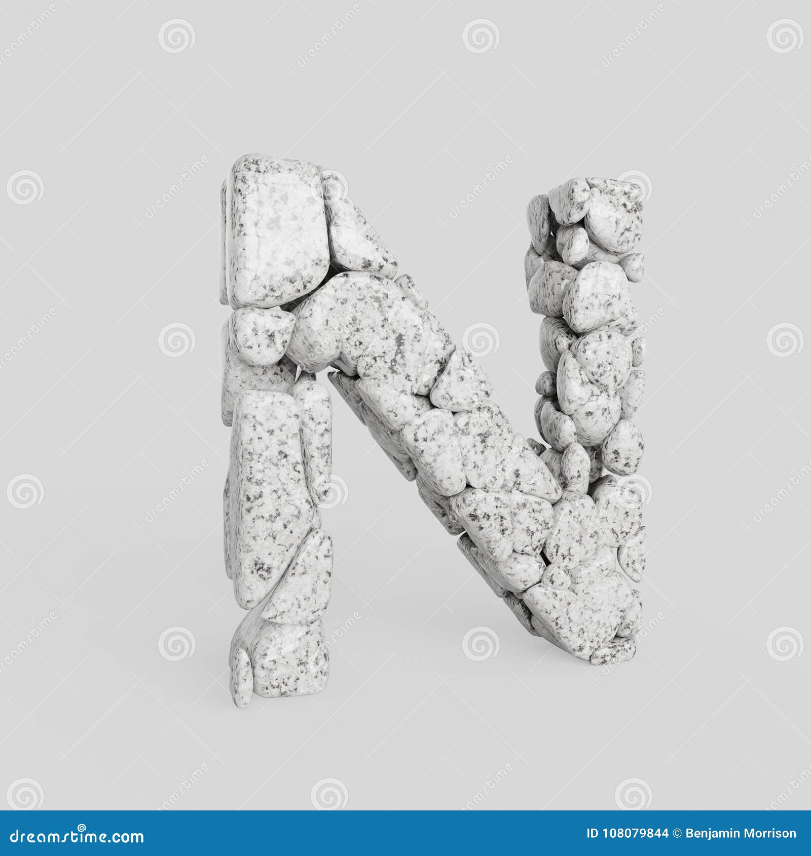 Upper Case Letter N Made of Smooth Stones on a White Background Stock ...