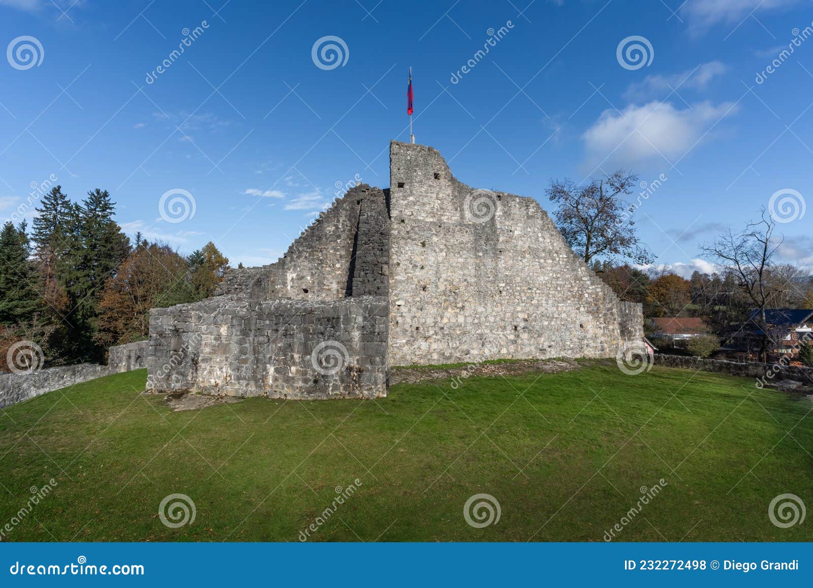 Upper Castle Ruins Obere Burg - Schellenberg, Liechtenstein Stock Photo ...