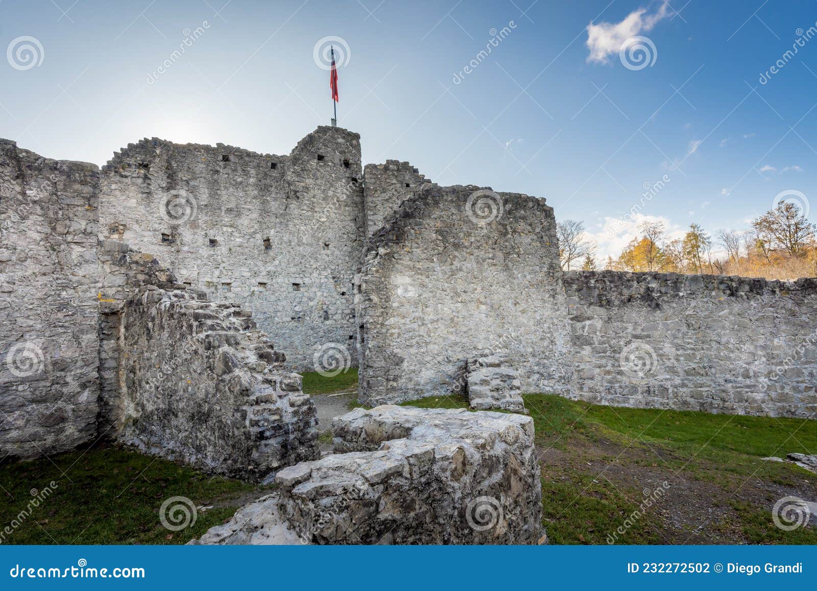 Upper Castle Ruins Obere Burg - Schellenberg, Liechtenstein Stock Photo ...