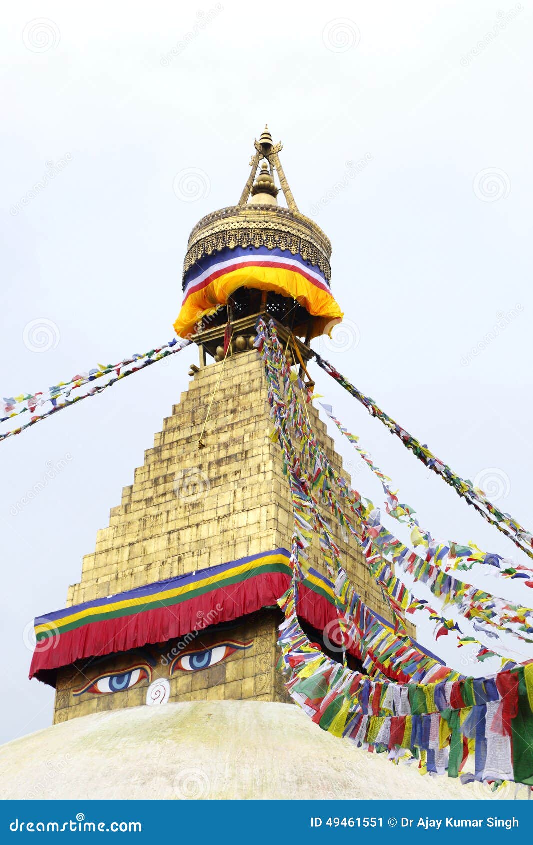 Upper Cone of Swayambhunath Stupa, Kathmandu, Nepal Stock Image - Image ...