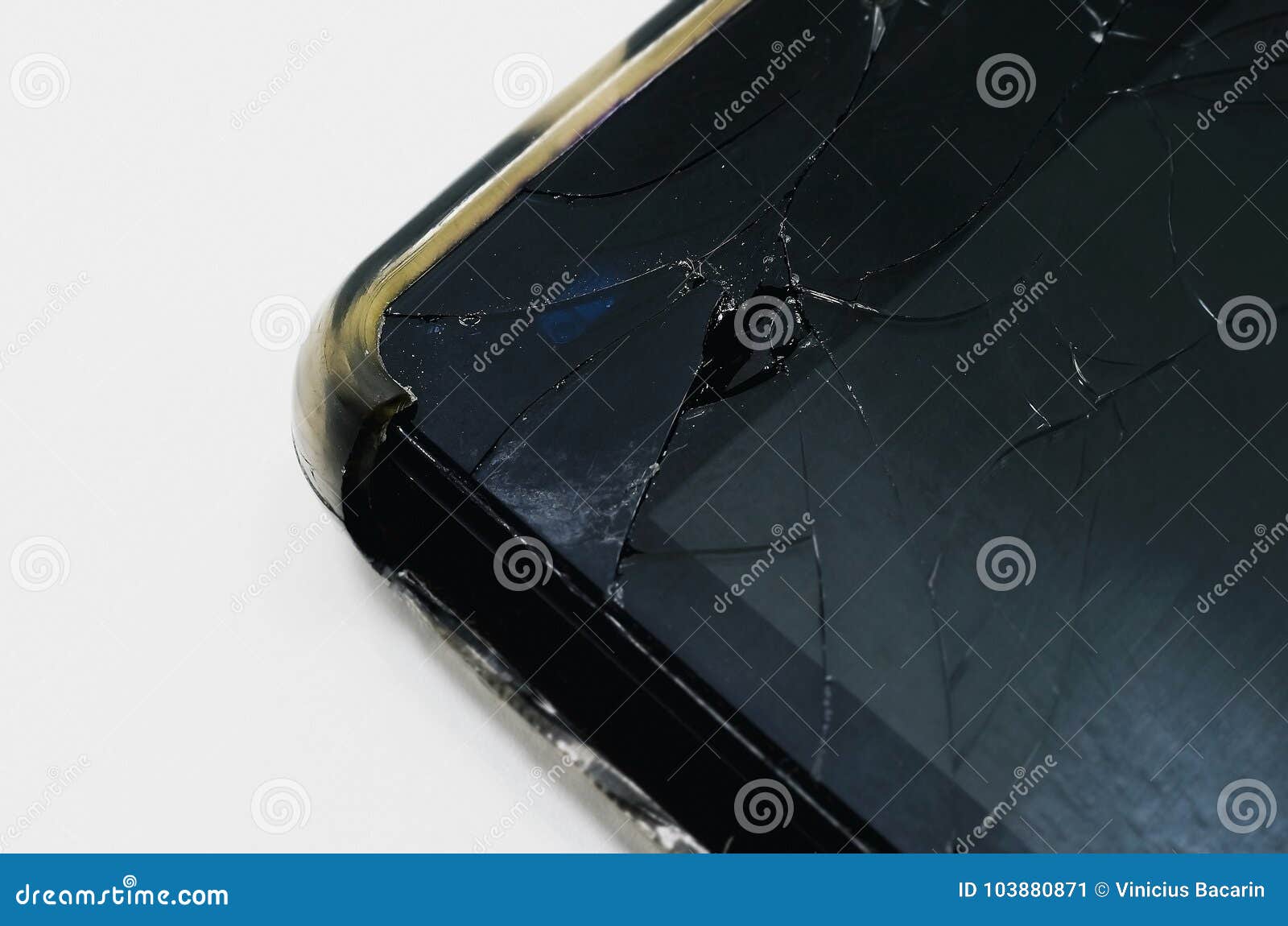 Upper Corner of a Smartphone with the Glass Broken of the Screen Stock ...