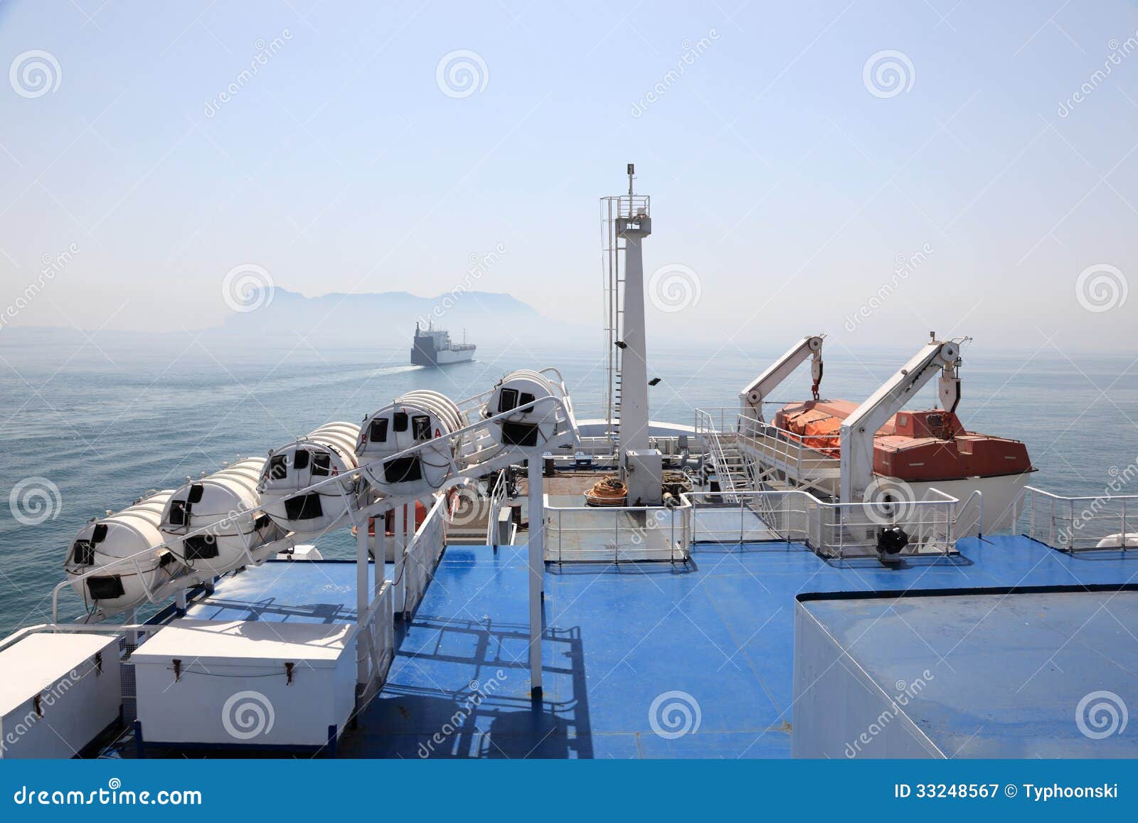 Upper deck of a ship stock image. Image of ocean, maritime - 33248567