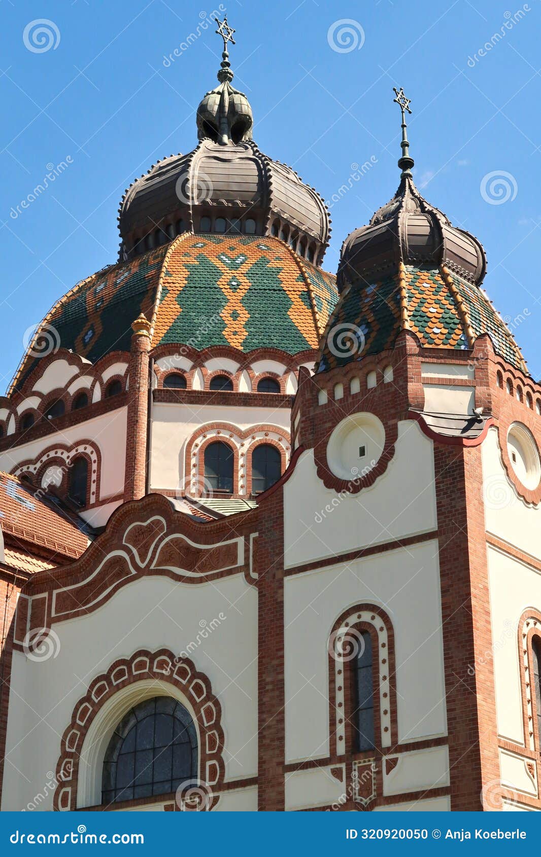 Upper Facade and Two Domes, Cupolas, the Central Dome and One Side Dome ...