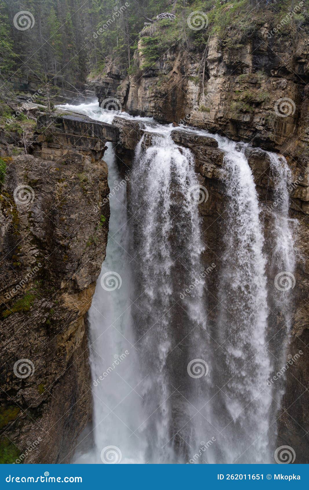 Upper Falls Waterfall in Johnston Canyon - Banff National Park Canada ...