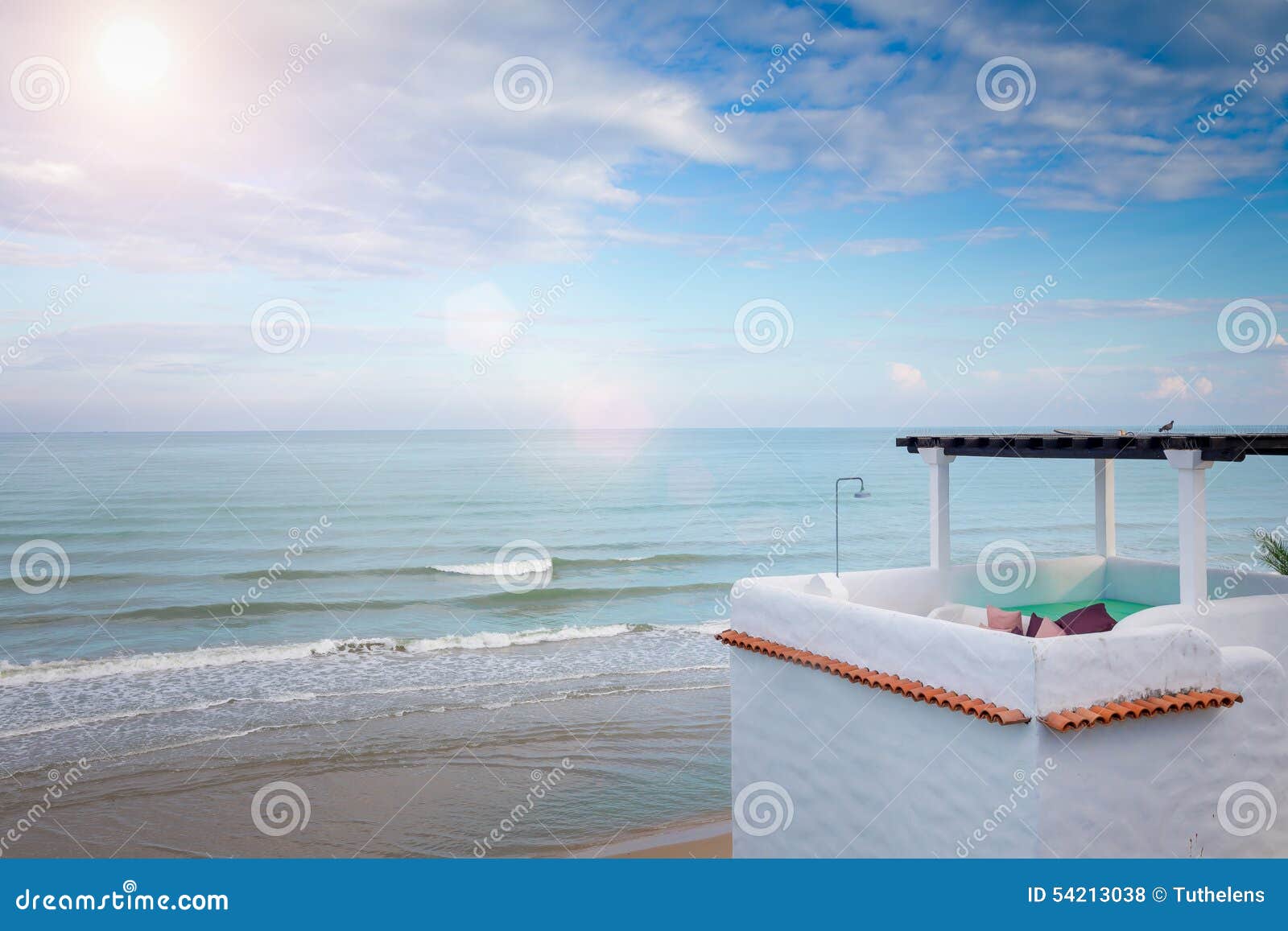Upper Floor Terrace Over Sea View with Blue Sky Stock Photo - Image of ...