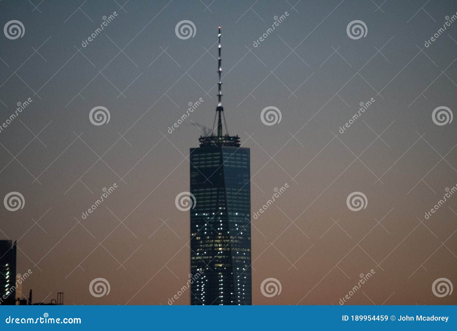 Closeup of the Upper Floors and Antenna of the Freedom Tower. Stock ...