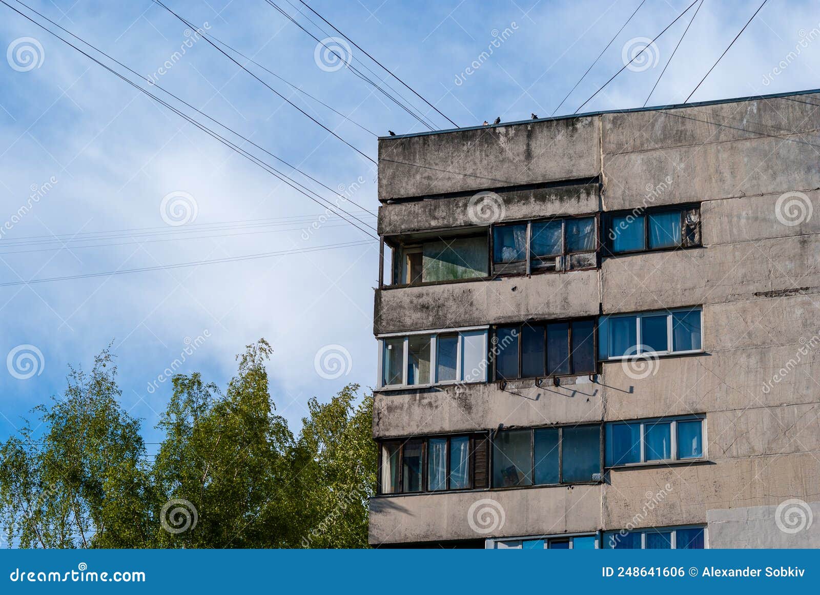 Upper Floors of an Old High-rise Building Stock Photo - Image of ...