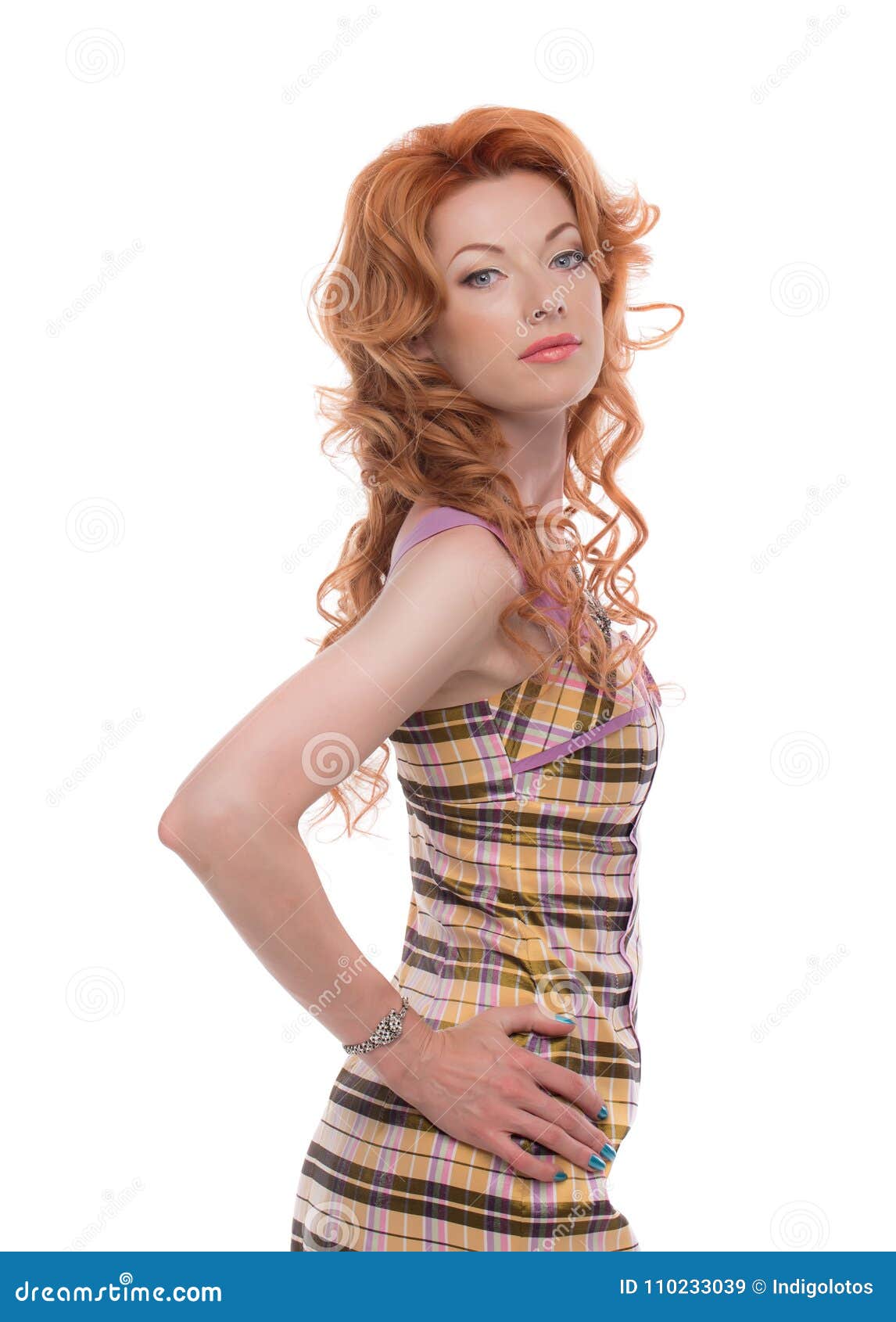 Upper Half of a Redhead Lady with on Emotions. Stock Image - Image of ...