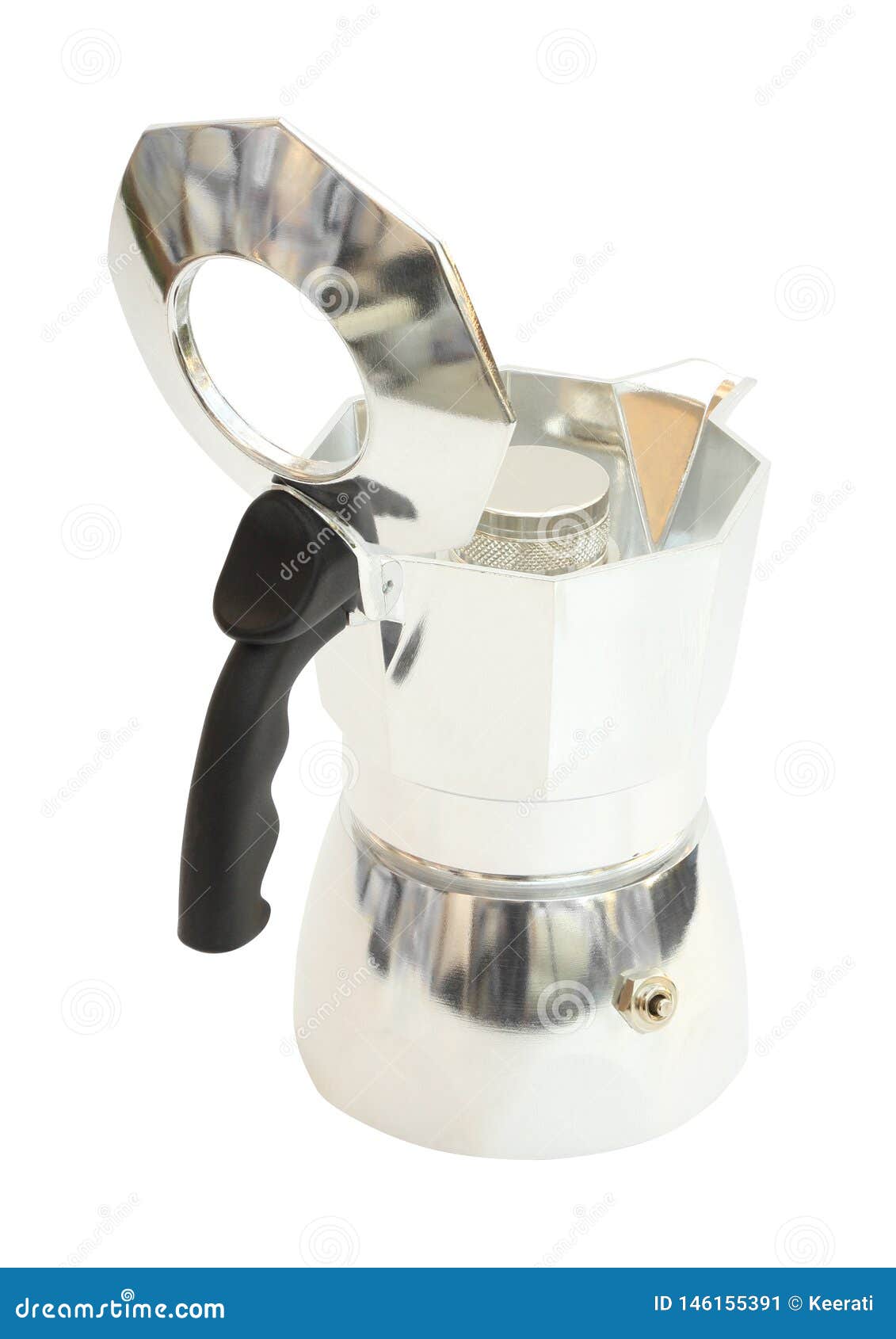 Upper Handle Open Cover Moka Pot Stock Image - Image of italian, maker ...