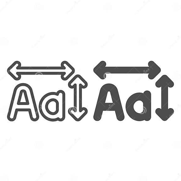 Upper and Lower Case Letters, Arrows, Text Layout Line and Solid Icon ...