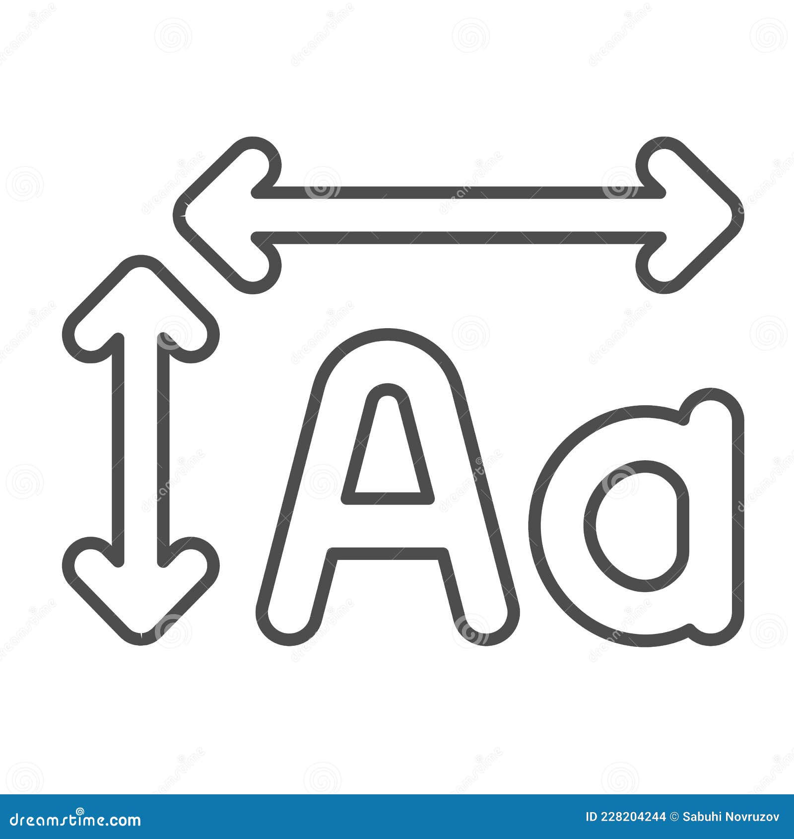 Upper and Lower Case Letters, Arrows, Text Layout Thin Line Icon ...