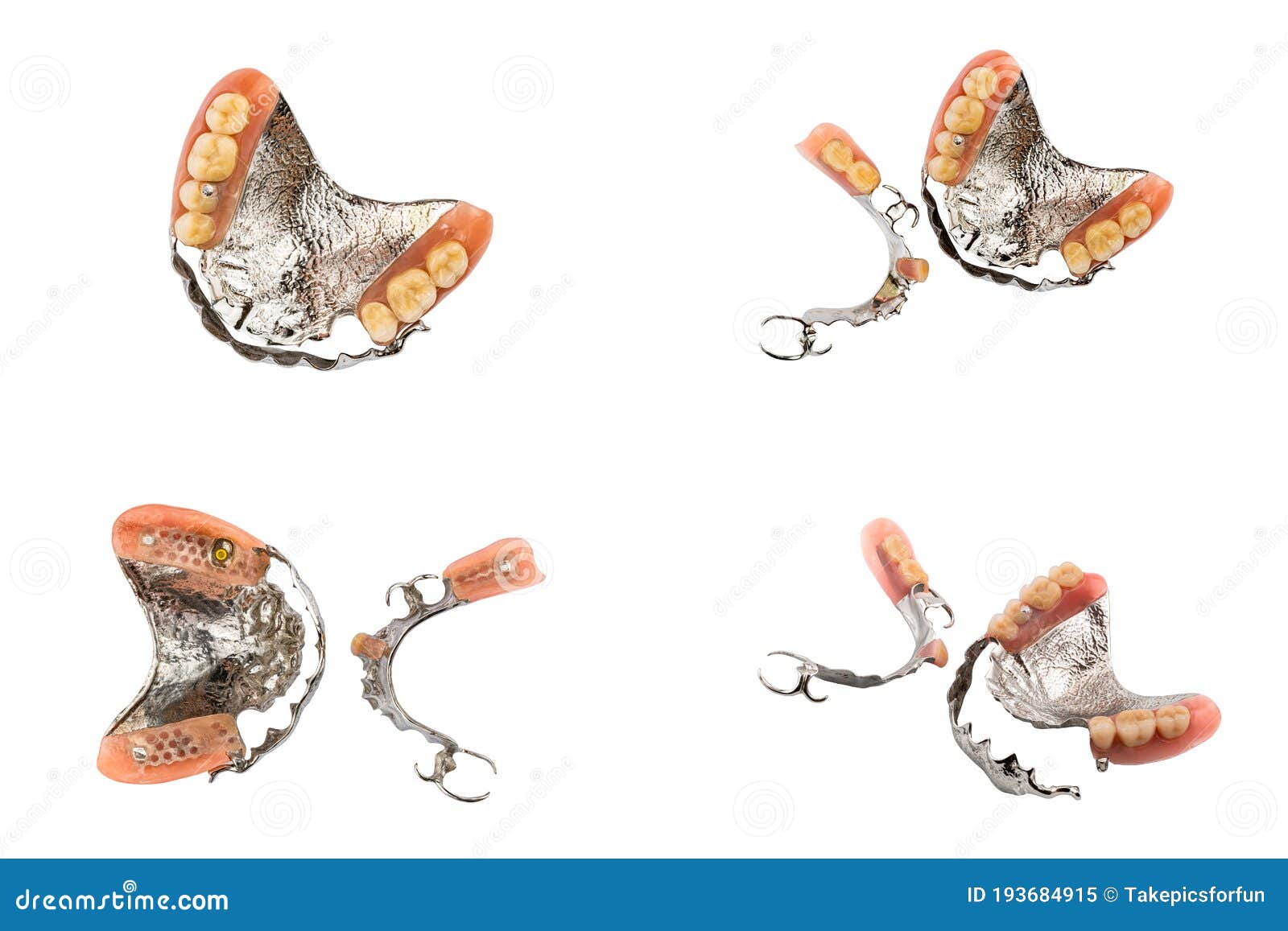 Upper and Lower Partial Metal Removable Dentures Set Stock Image ...