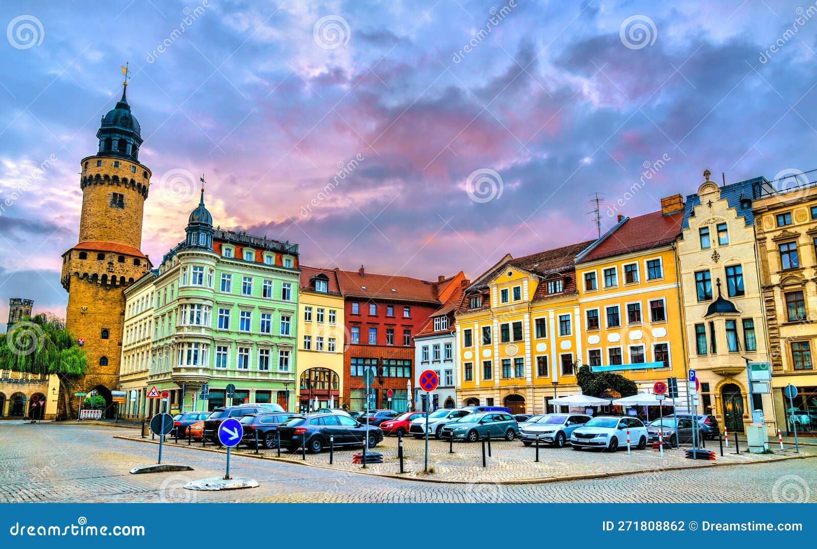 Upper Market Square in Gorlitz, Germany at Sunset Editorial Photography ...