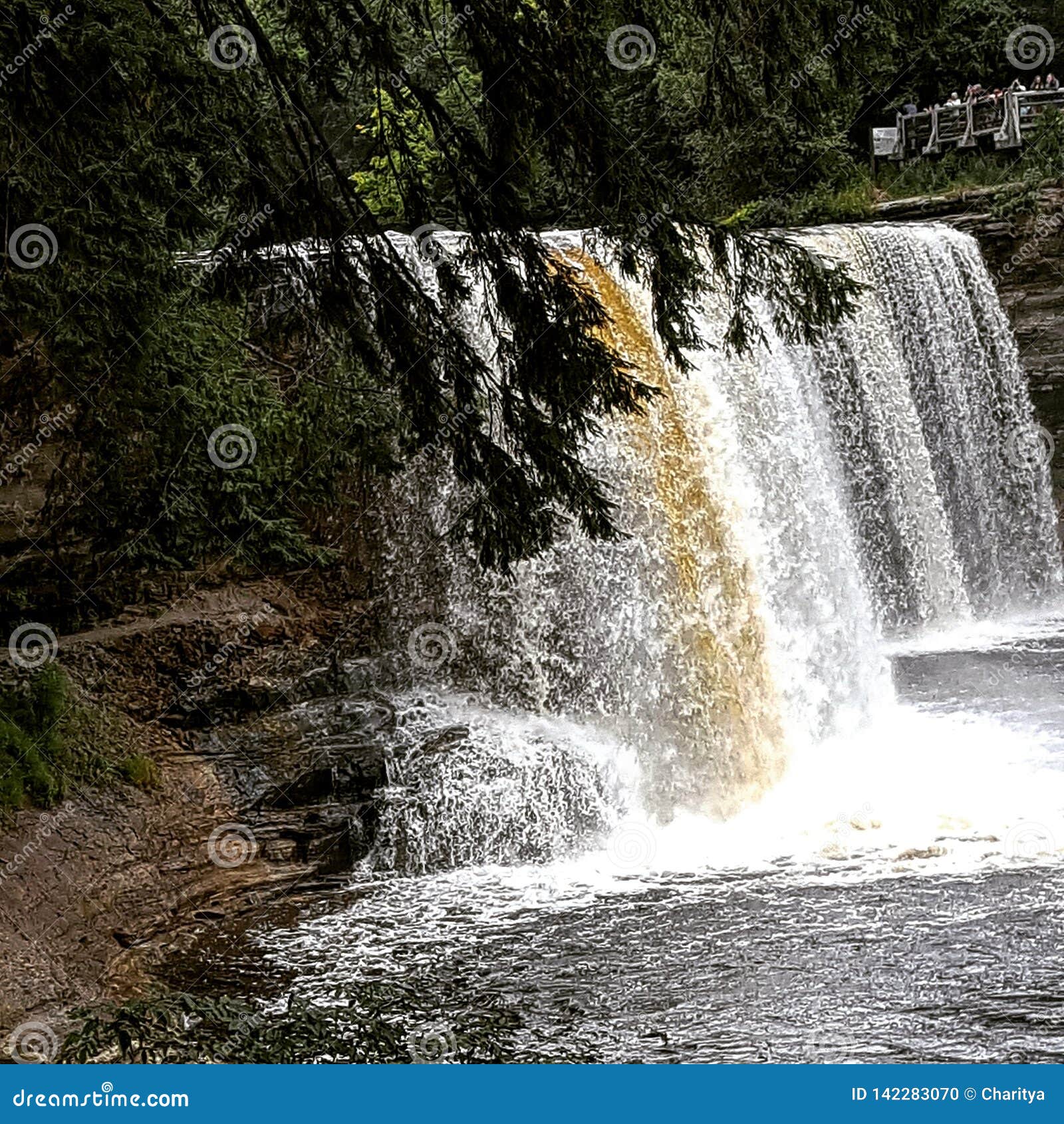 Upper Michigan waterfall stock photo. Image of waterfall - 142283070
