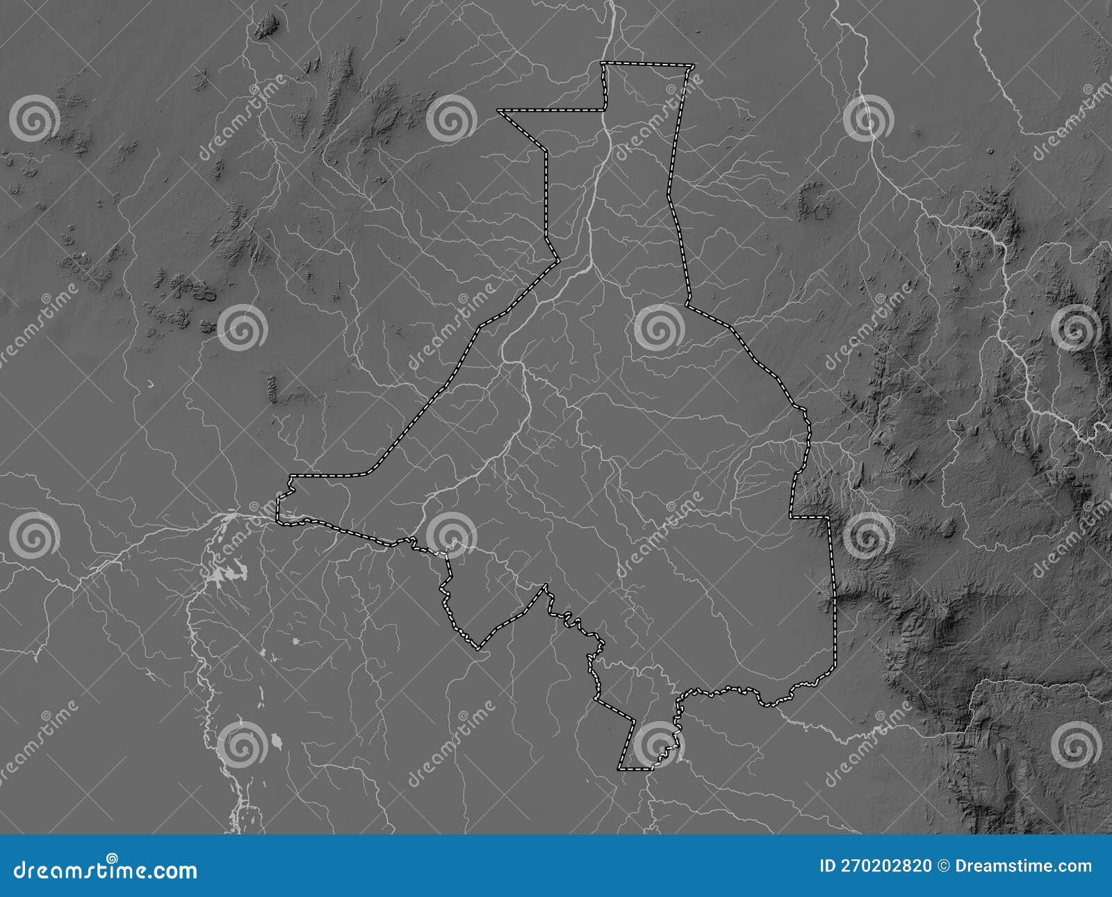 Upper Nile, South Sudan. Grayscale. No Legend Stock Illustration ...