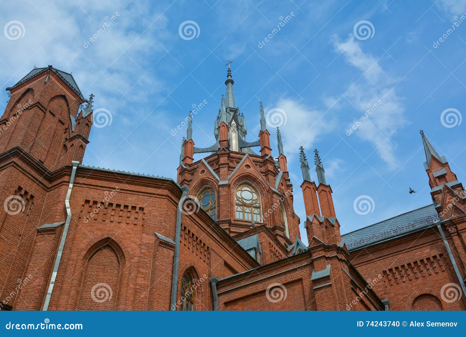 Upper Part of the Catholic Cathedral on the Sky Background Stock Photo ...