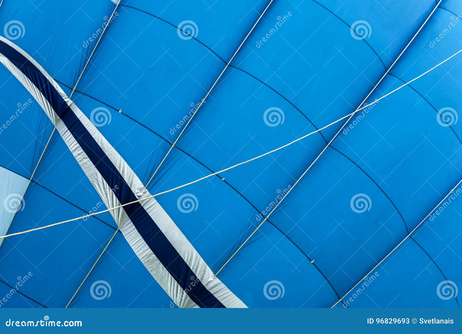 Upper Part of a Huge Ready for Flight Vivid Blue Hot Air Balloon ...