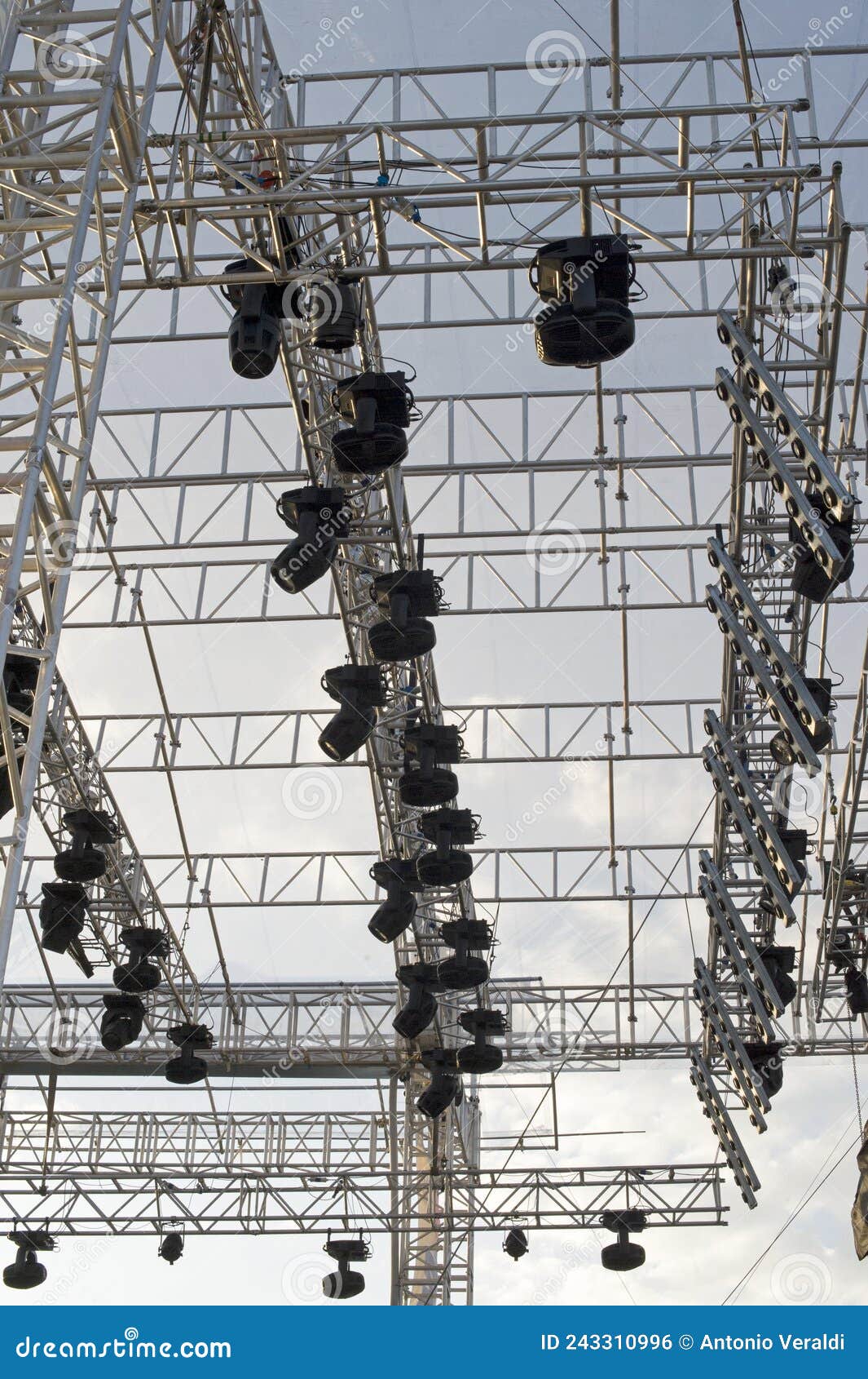 Spotlights and floodlights stock photo. Image of amplification - 243310996