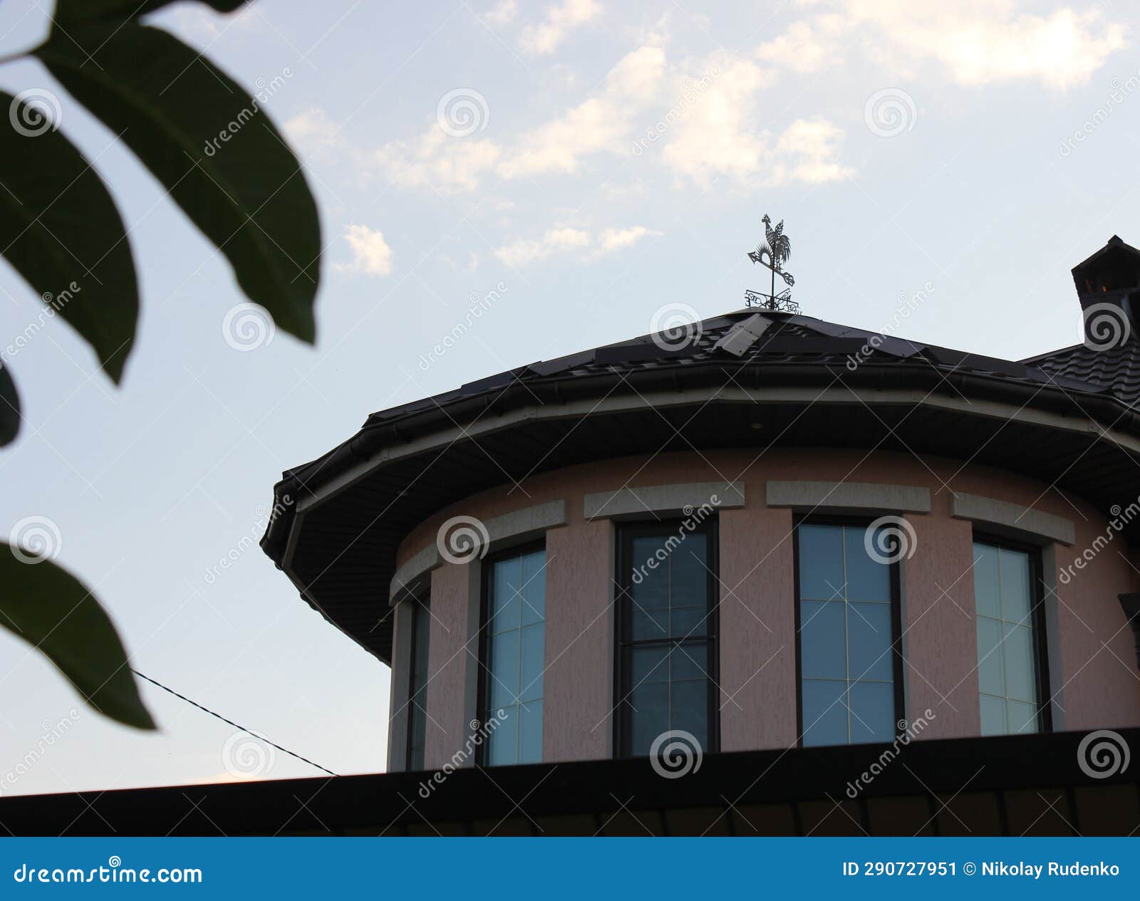 Upper Part of the Private House with Five Rectangular Windows Stock ...
