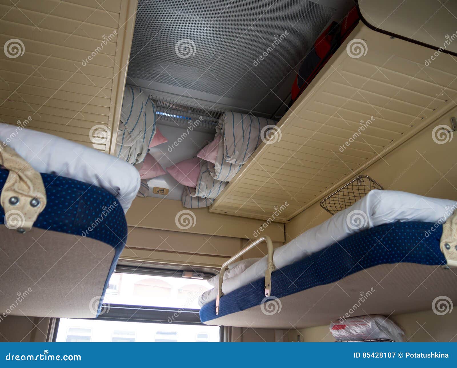 Upper Shelves in Second-class Compartment Wagon Stock Image - Image of ...