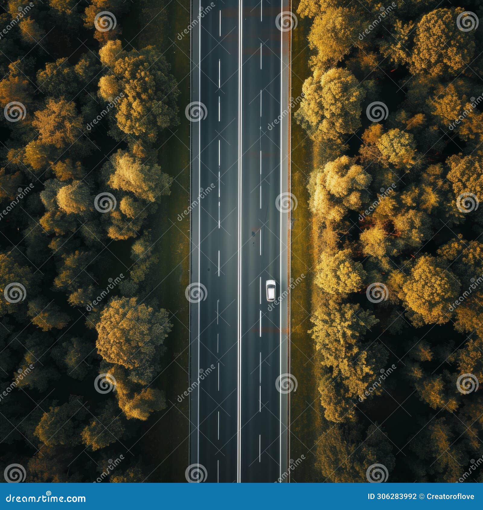 Upper Shot of a Car Driven on Empty Road Stock Illustration ...