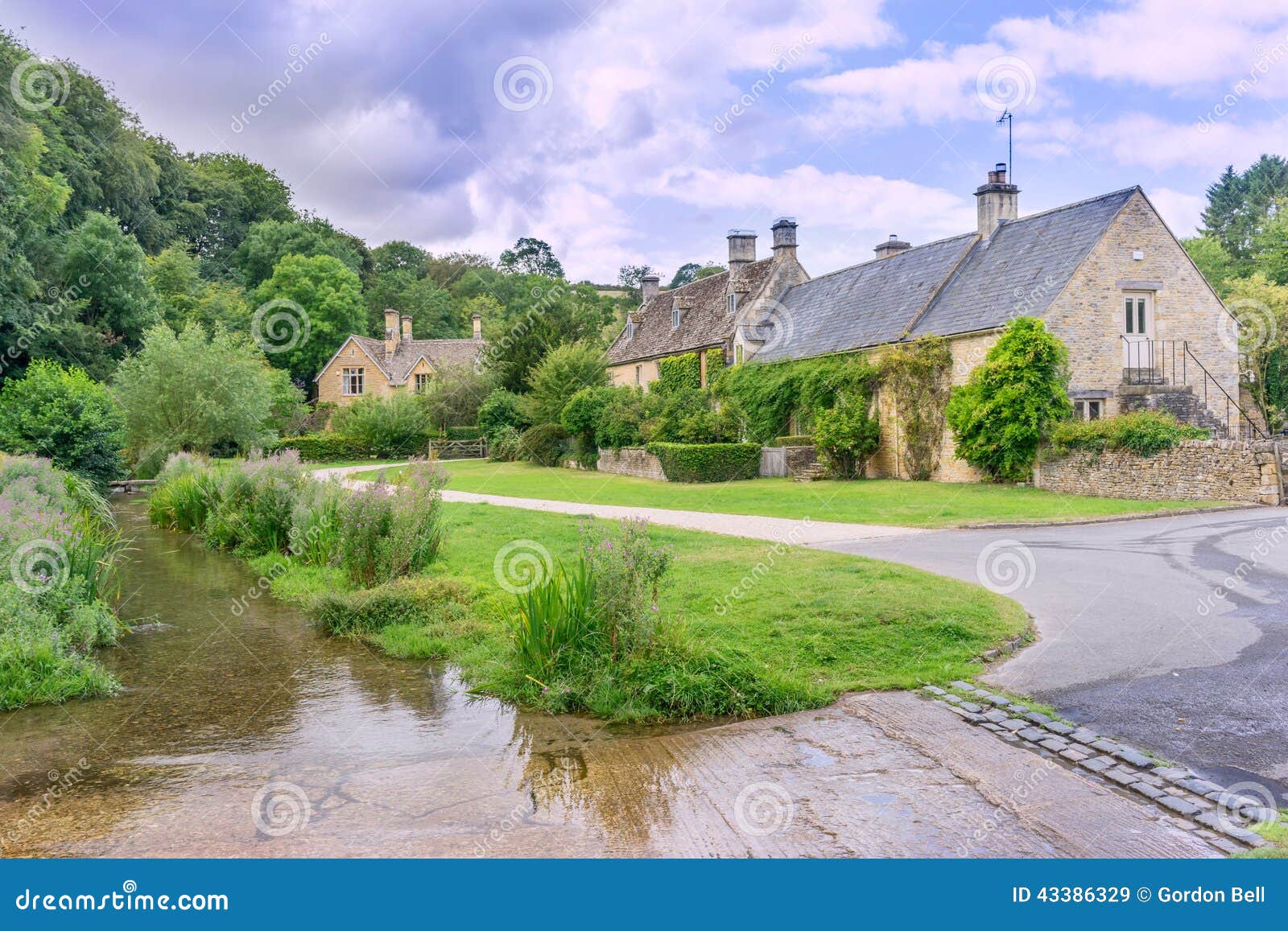 Upper Slaughter stock image. Image of upper, fosse, river - 43386329