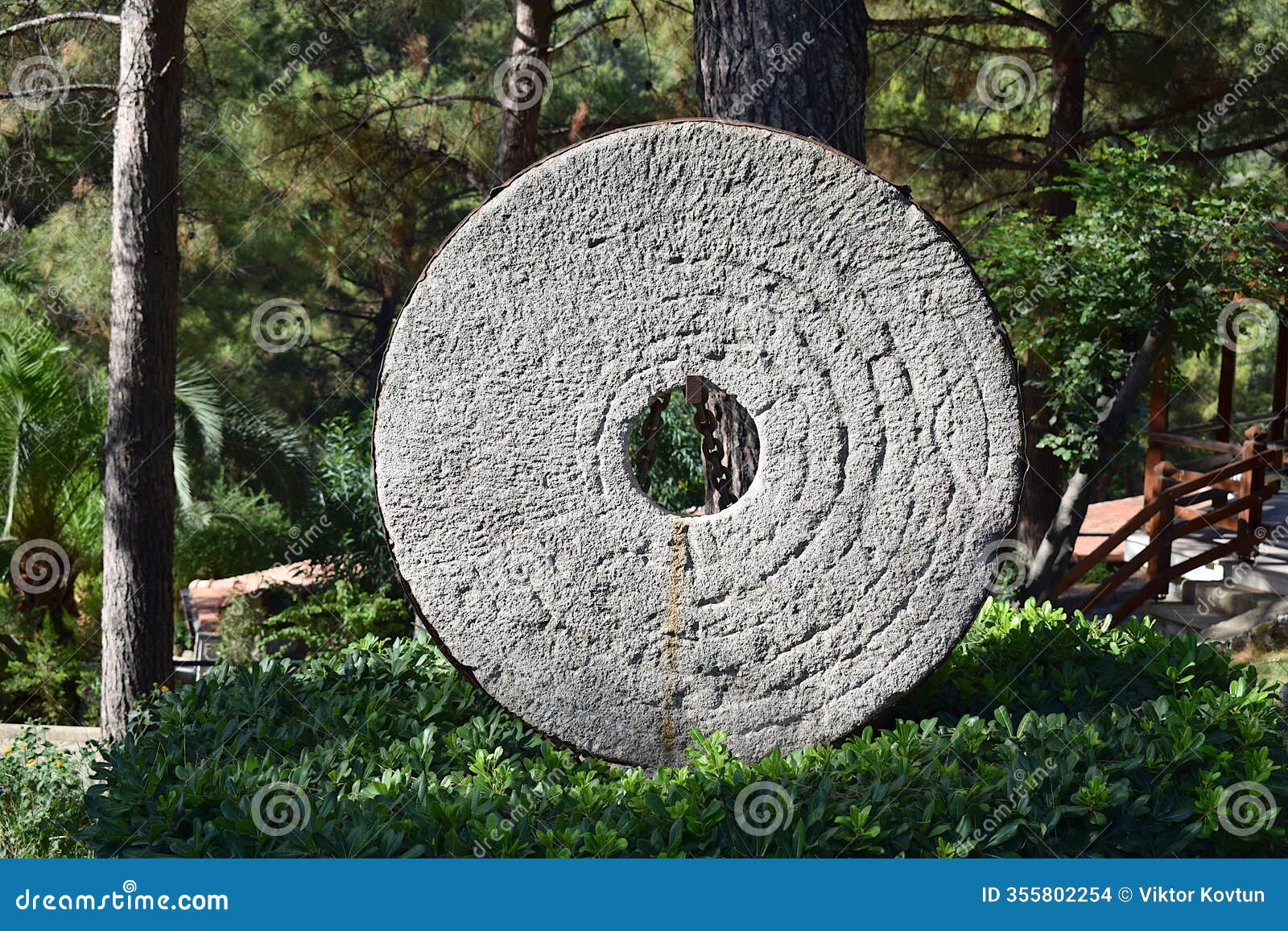 Stone Millstone of an Ancient Mill Stock Photo - Image of sandstone ...