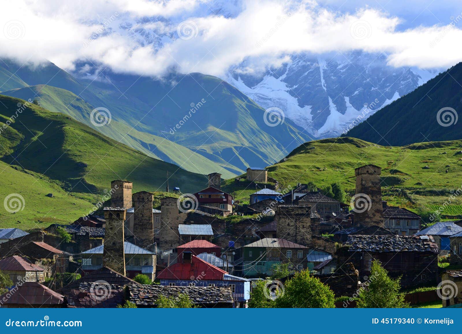 Upper Svaneti, Georgia stock photo. Image of house, hill - 45179340
