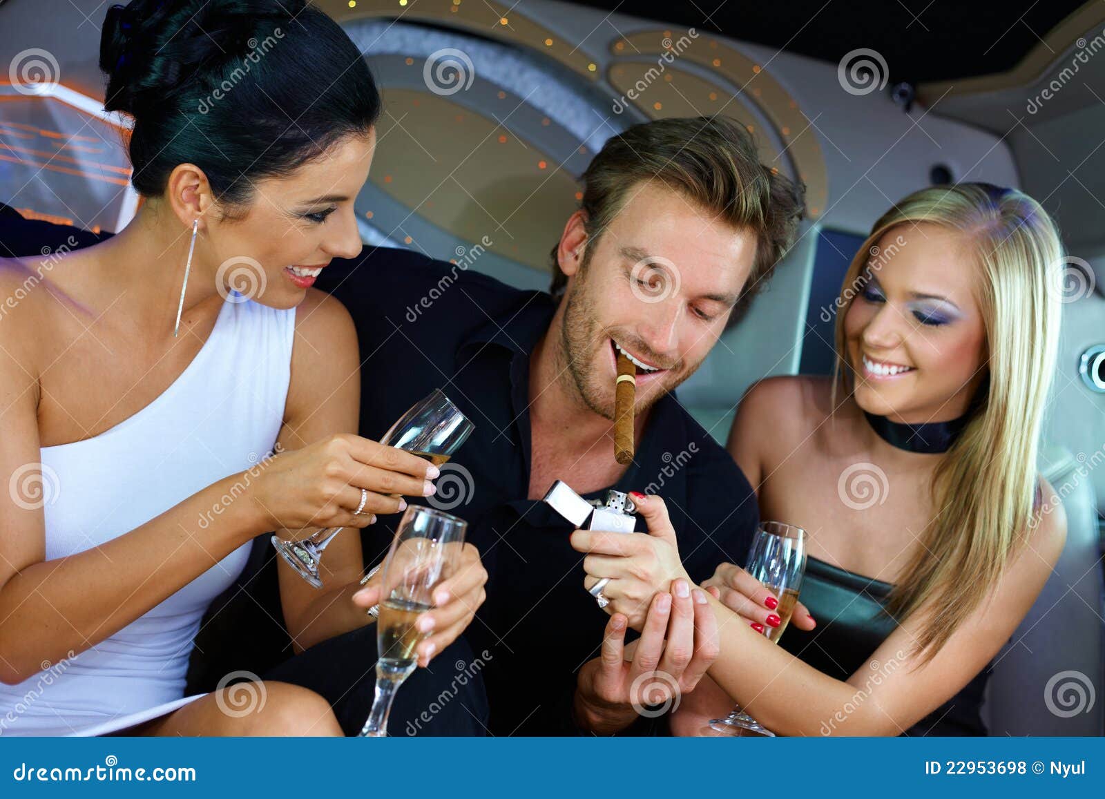 Upper Ten Having Fun in Limo Stock Photo - Image of good, blond: 22953698