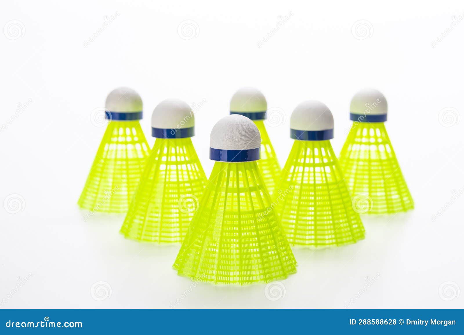 Upper Top View of Shuttlecocks Set Arranged on White Background As ...