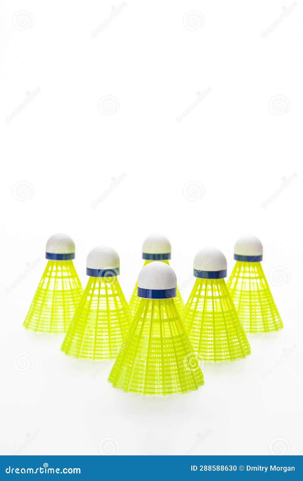 Upper Top View of Shuttlecocks Set Arranged on White Background As ...