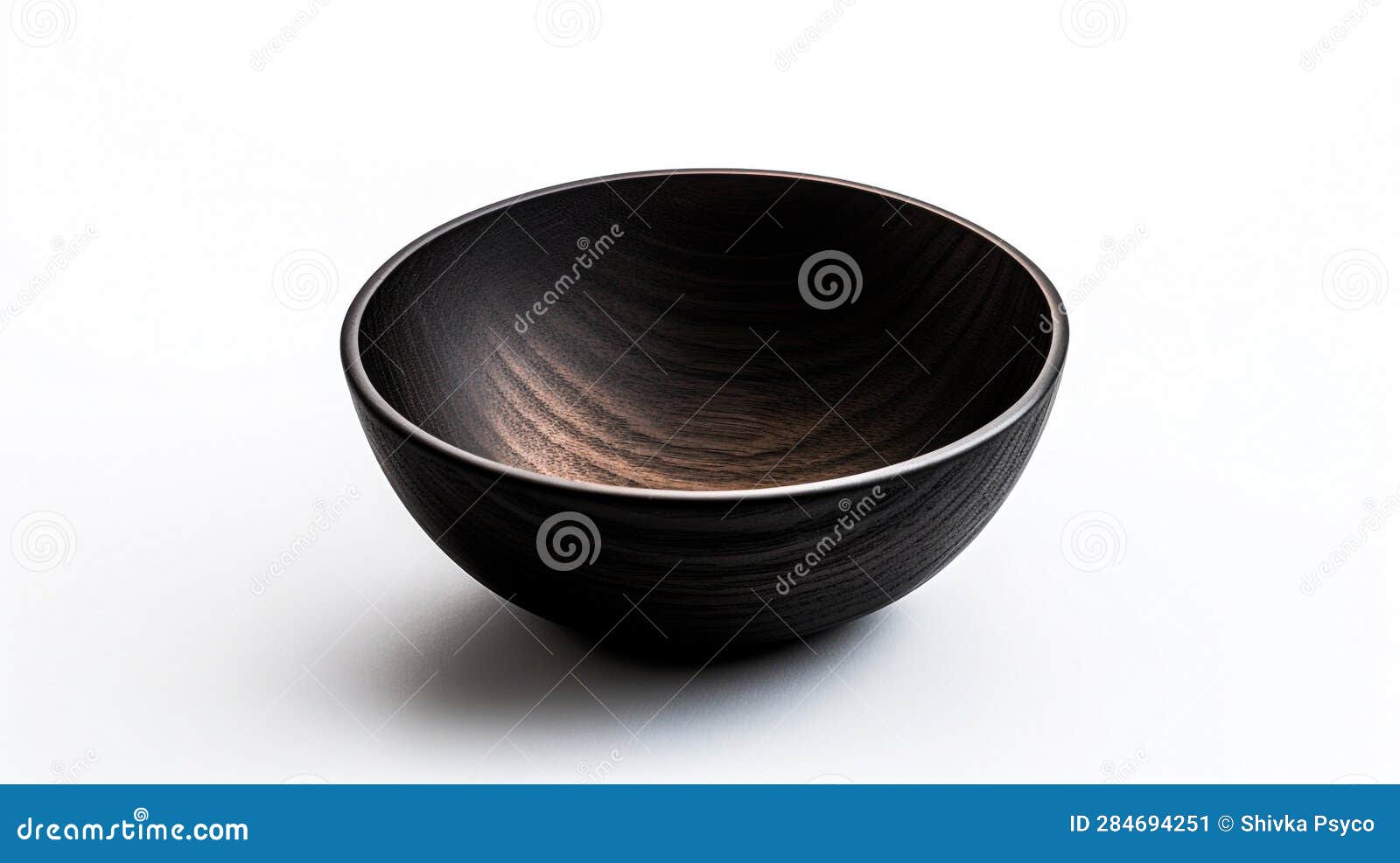Upper View of Black Wooden Bowl on White Background Generative AI Stock ...