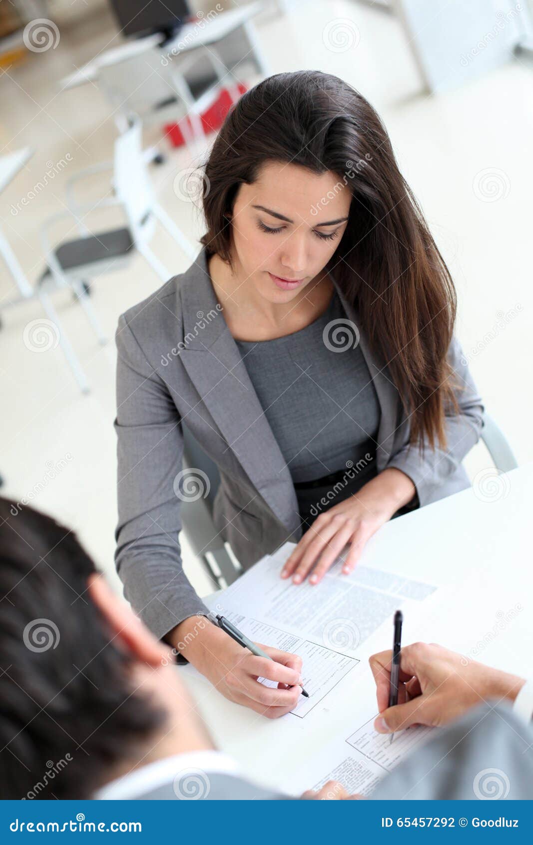 Upper View of Business People Signing Contracts Stock Photo - Image of ...