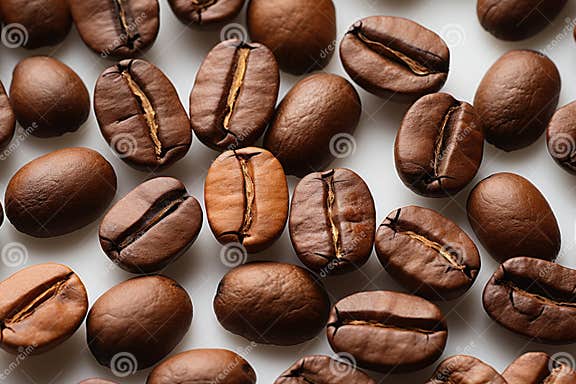 Upper View of Coffee Beans in a White Background S Stock Illustration ...