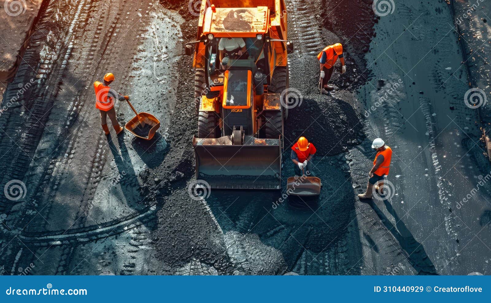 Upper View of Construction Workers on Construction Site Stock ...