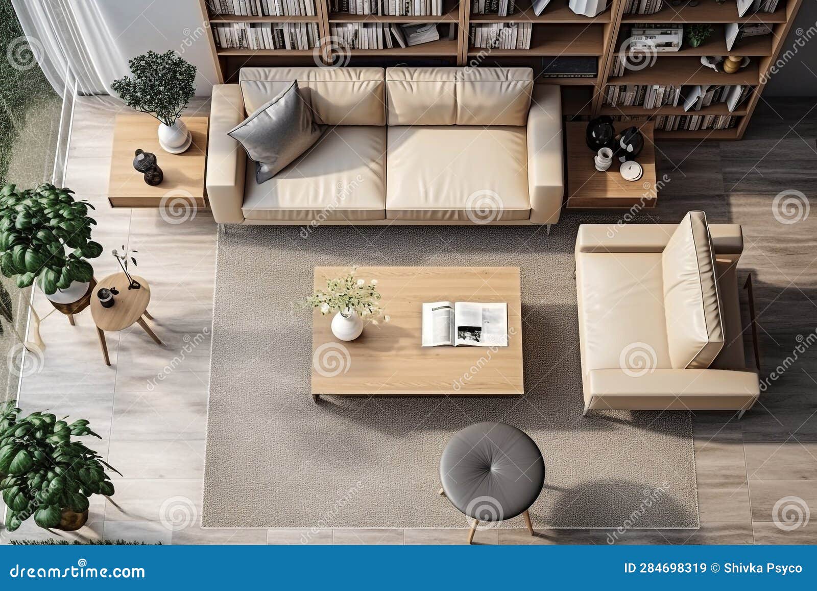 Upper View of Living Room Interior Generative AI Stock Illustration ...