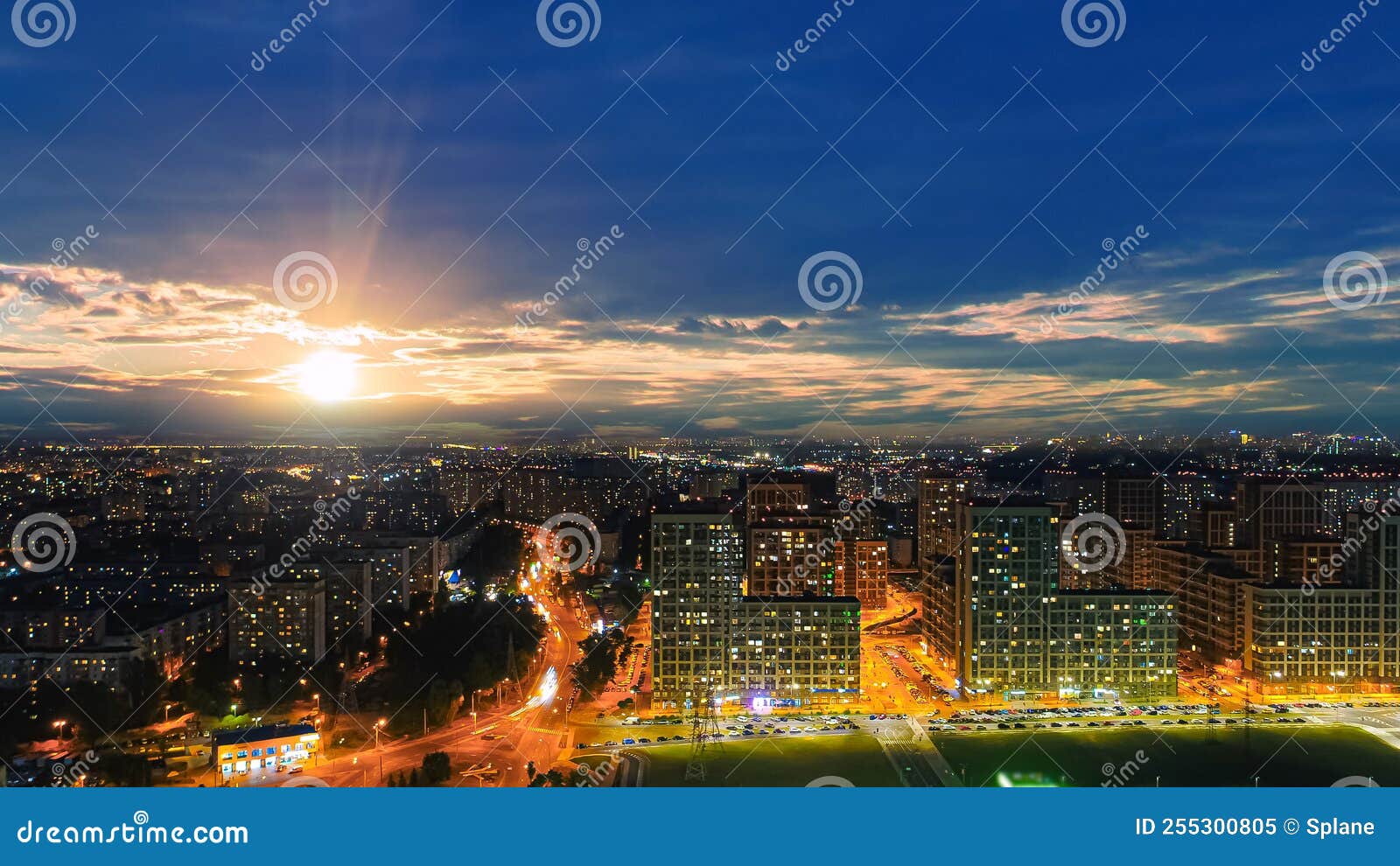 The Upper View on a Night City in Lights. Stock Image - Image of ...